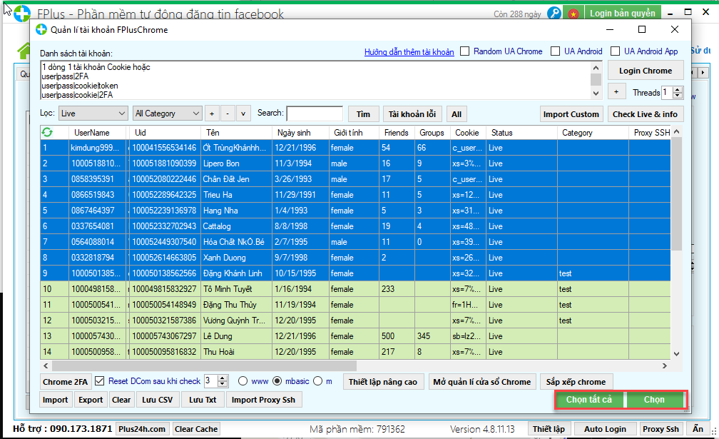 Fplus: Hỗ trợ nhắn tin, đăng bài, tương tác tự động Facebook